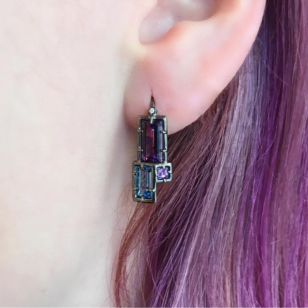 Alberian & Aulde Art Deco Inspired Gemstone Drop Earr… - Gem